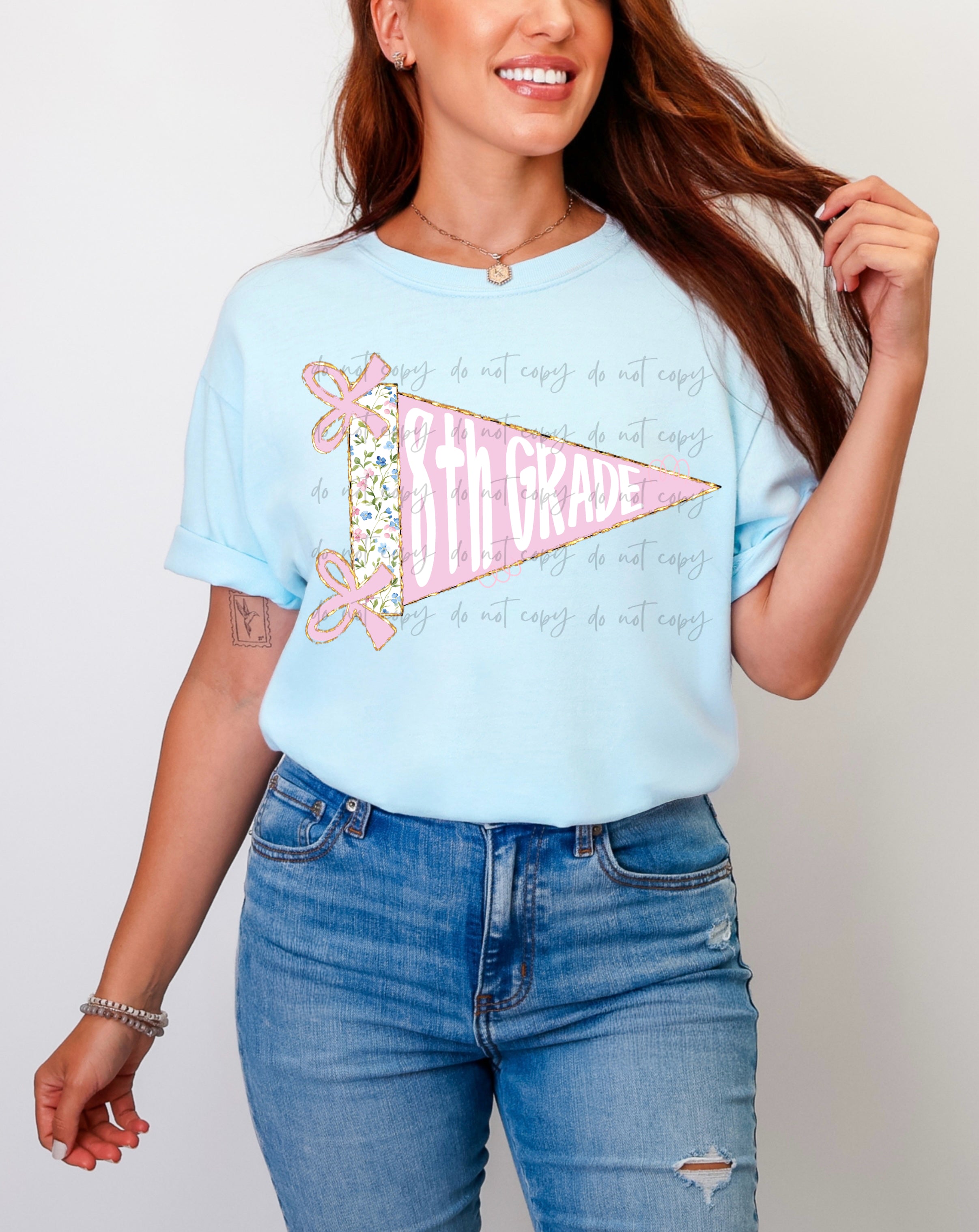 Pink Floral Pennant Grades Dropdown TRANSFER KID – Sassy Sublimation ...