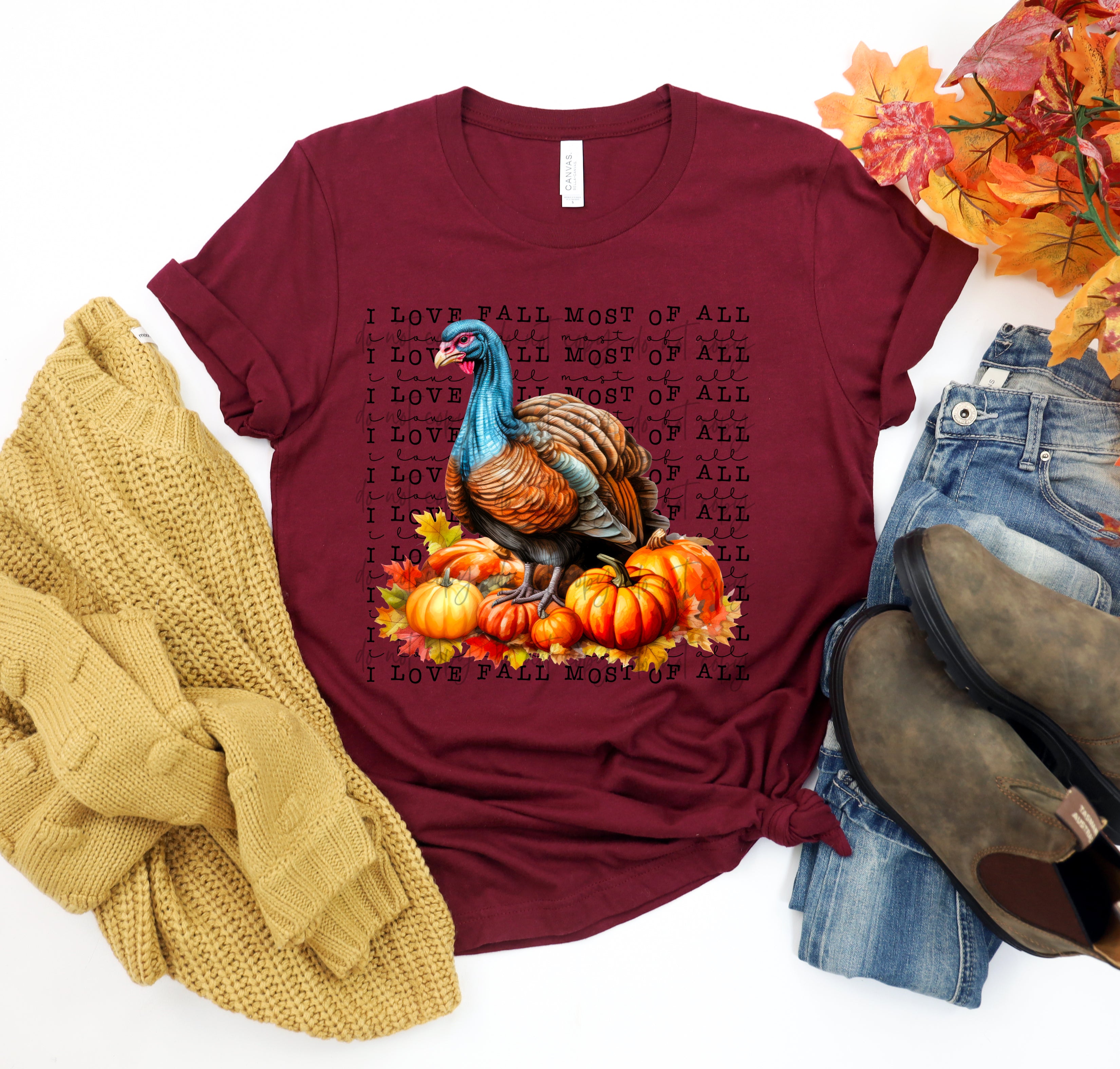 I Love Fall Most Of All Turkey And Pumpkins TRANSFER – Sassy ...