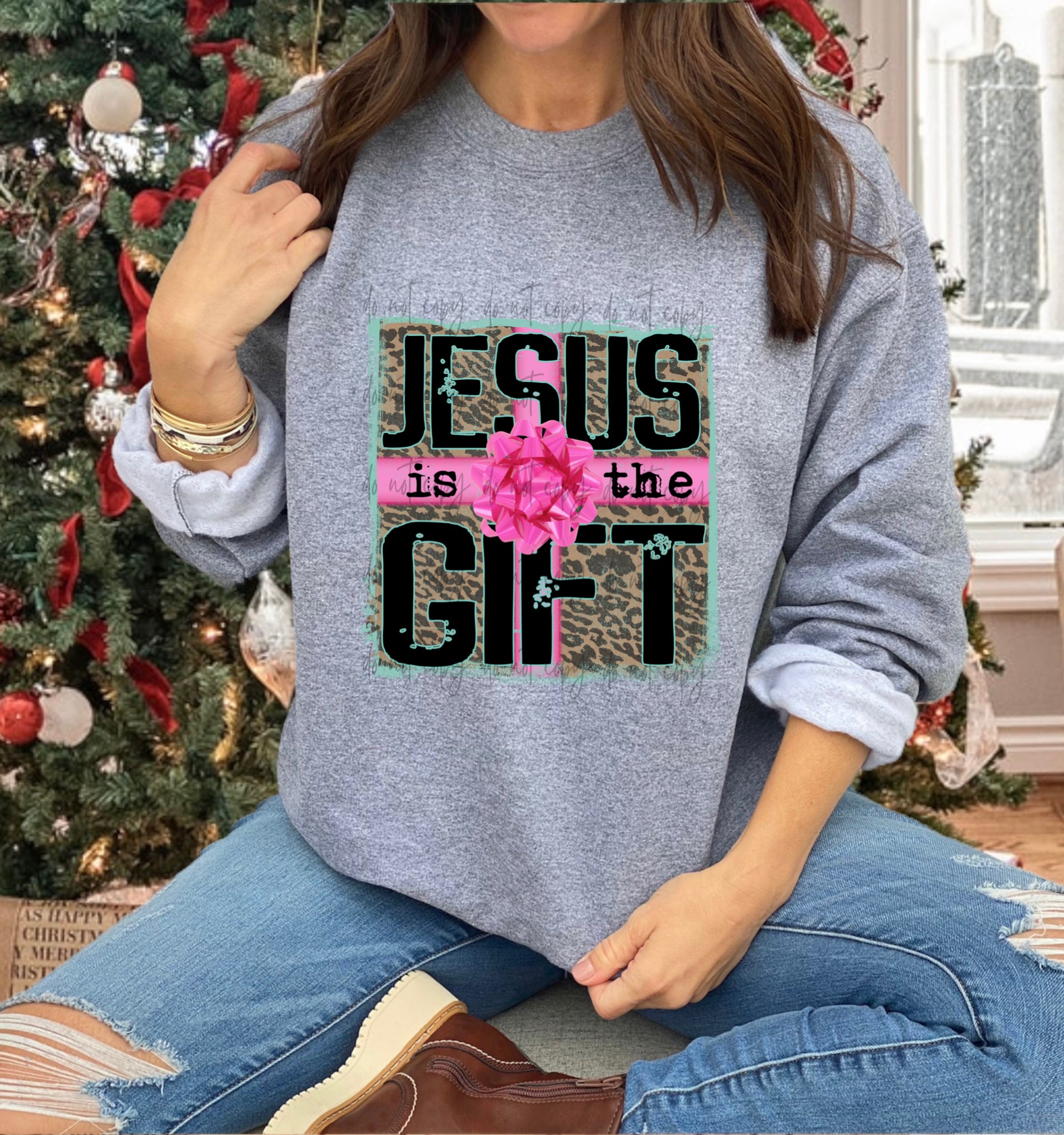Jesus Is The Gift Leopard TRANSFER – Sassy Sublimation & Screen Prints