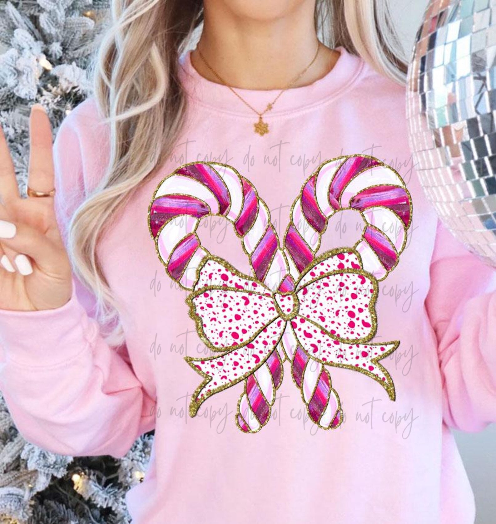 Pink Splatter Bow Candy Canes TRANSFER – Sassy Sublimation & Screen Prints