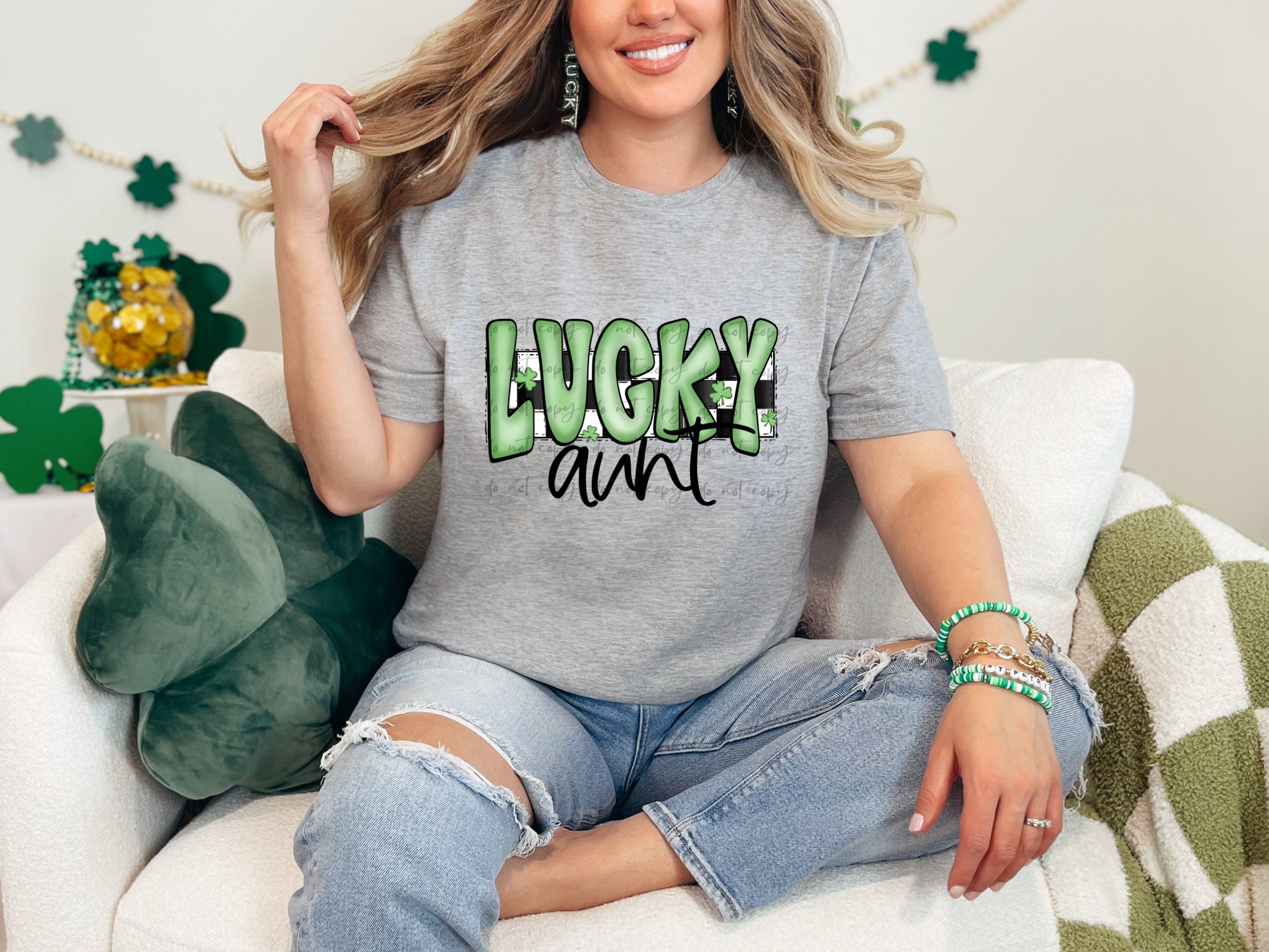 Lucky Aunt Checkered TRANSFER – Sassy Sublimation & Screen Prints