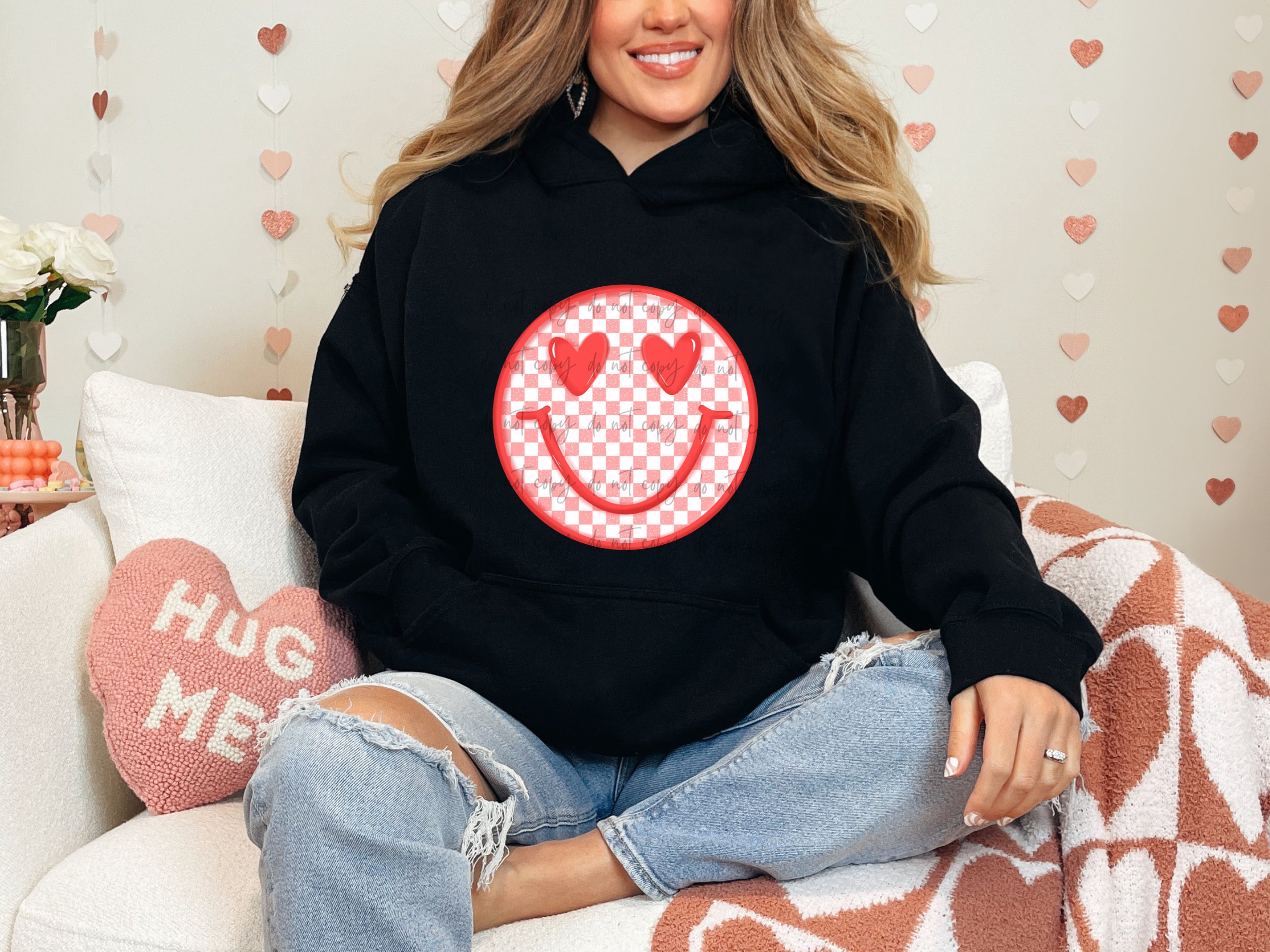 Checkered Heart Eyes Happy Face TRANSFER – Sassy Sublimation & Screen ...