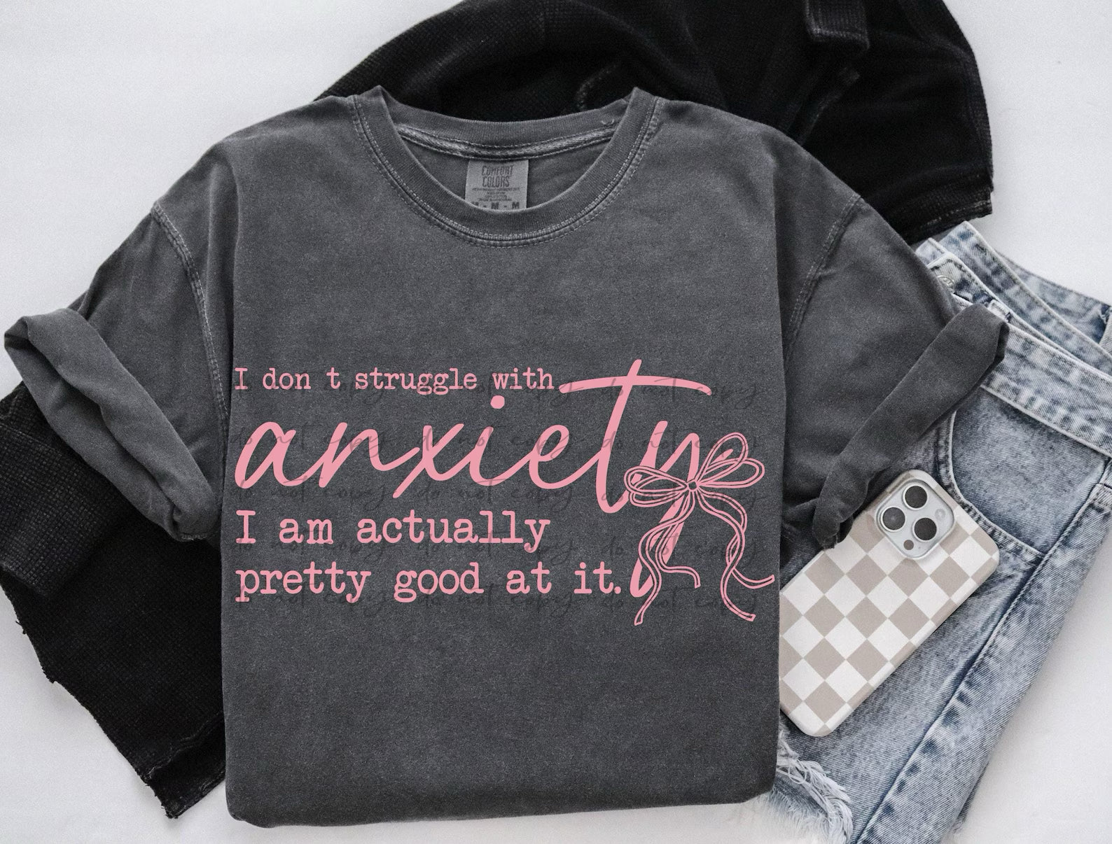 I Don’t Struggle With Anxiety Pink Bow TRANSFER – Sassy Sublimation ...