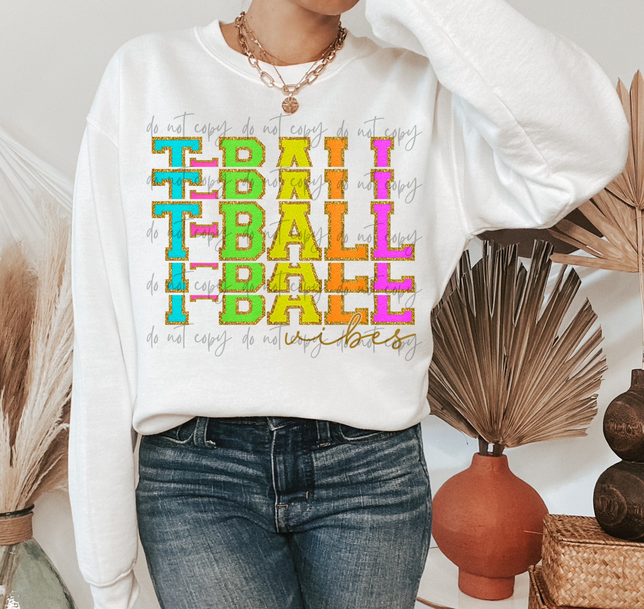 T-Ball Vibes Stacked Faux Chenille Letters TRANSFER – Sassy Sublimation ...