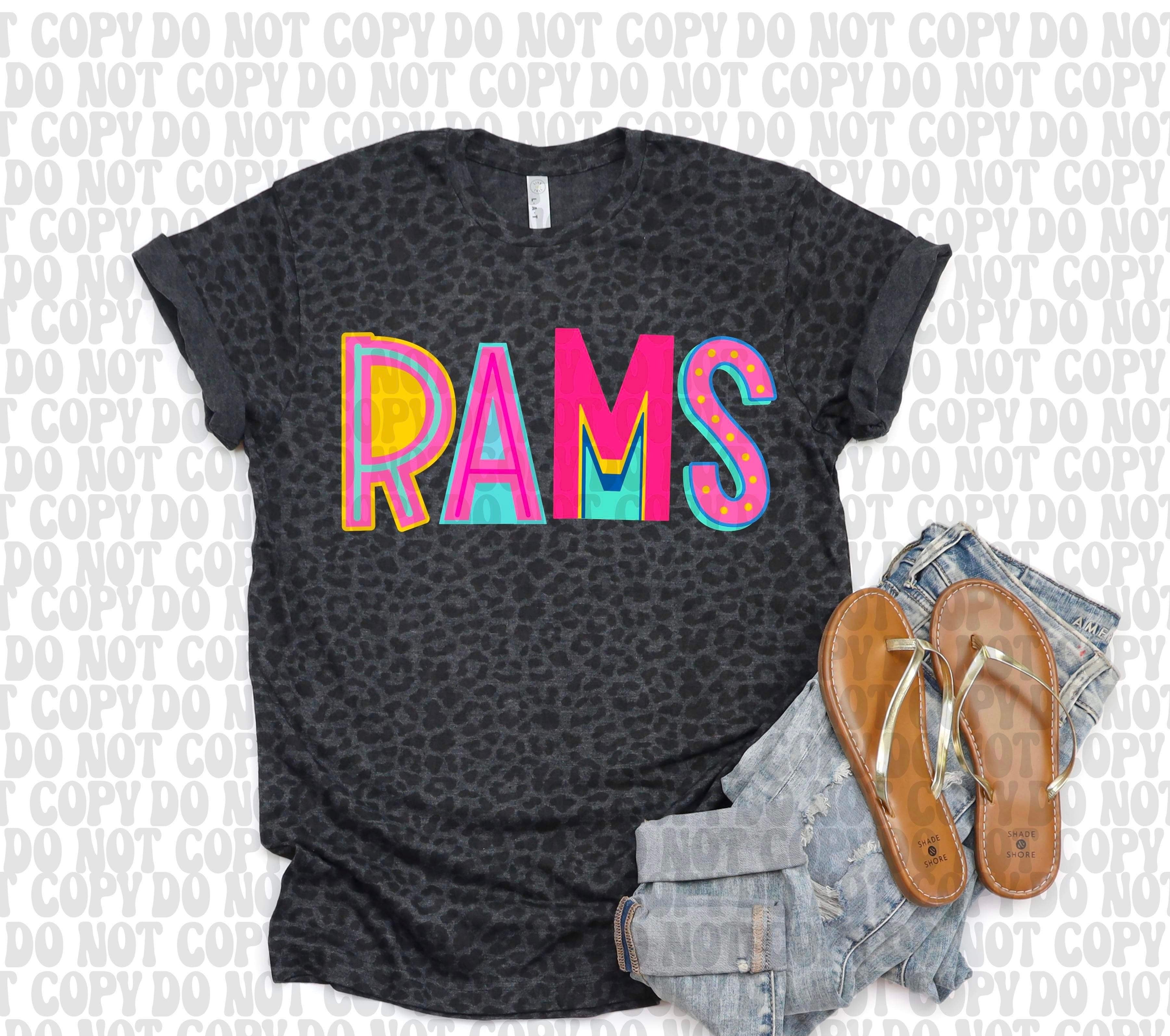 Rams Colorful Doodle TRANSFER – Sassy Sublimation & Screen Prints
