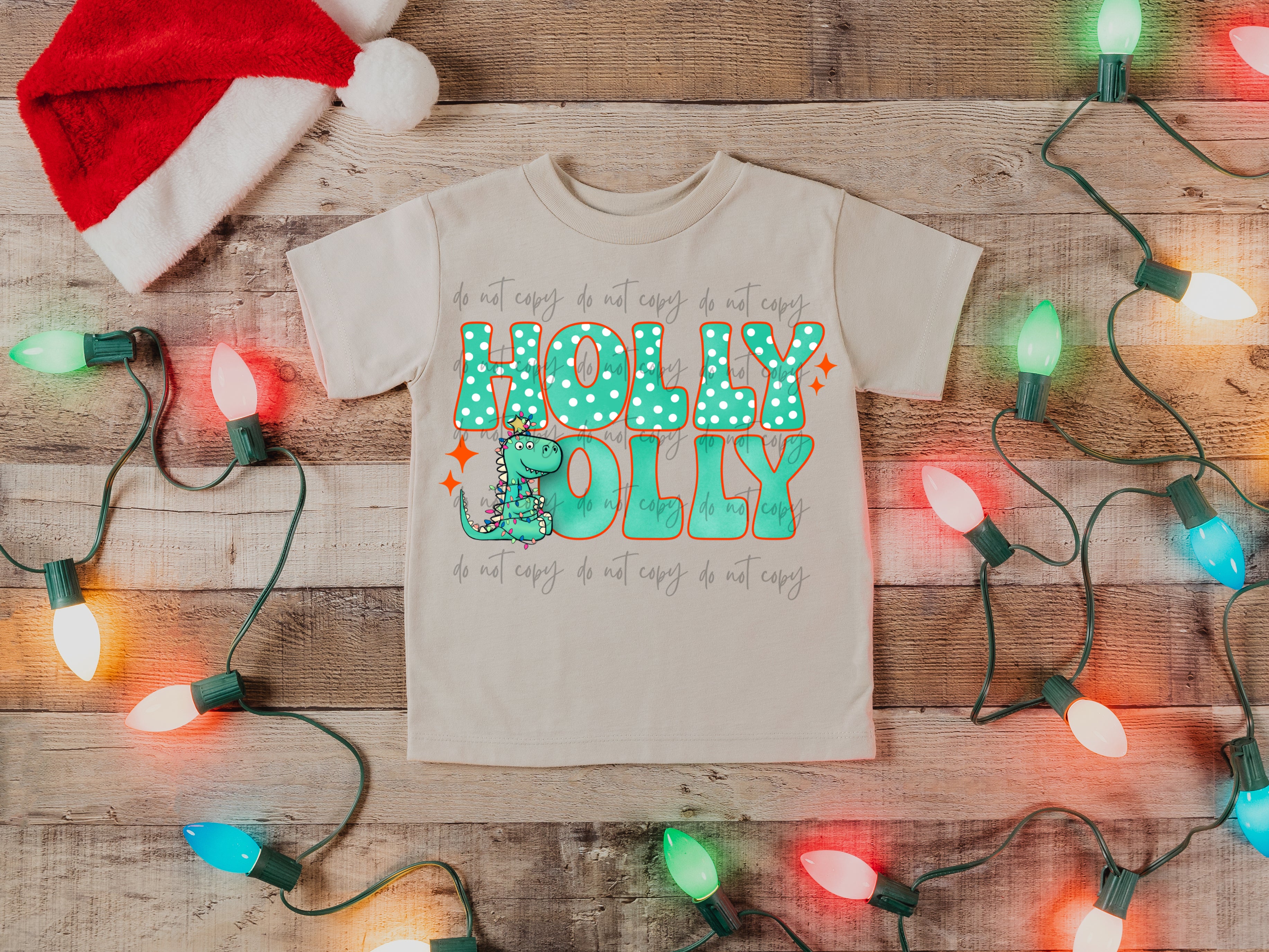 Holly Jolly Dino TRANSFER – Sassy Sublimation & Screen Prints