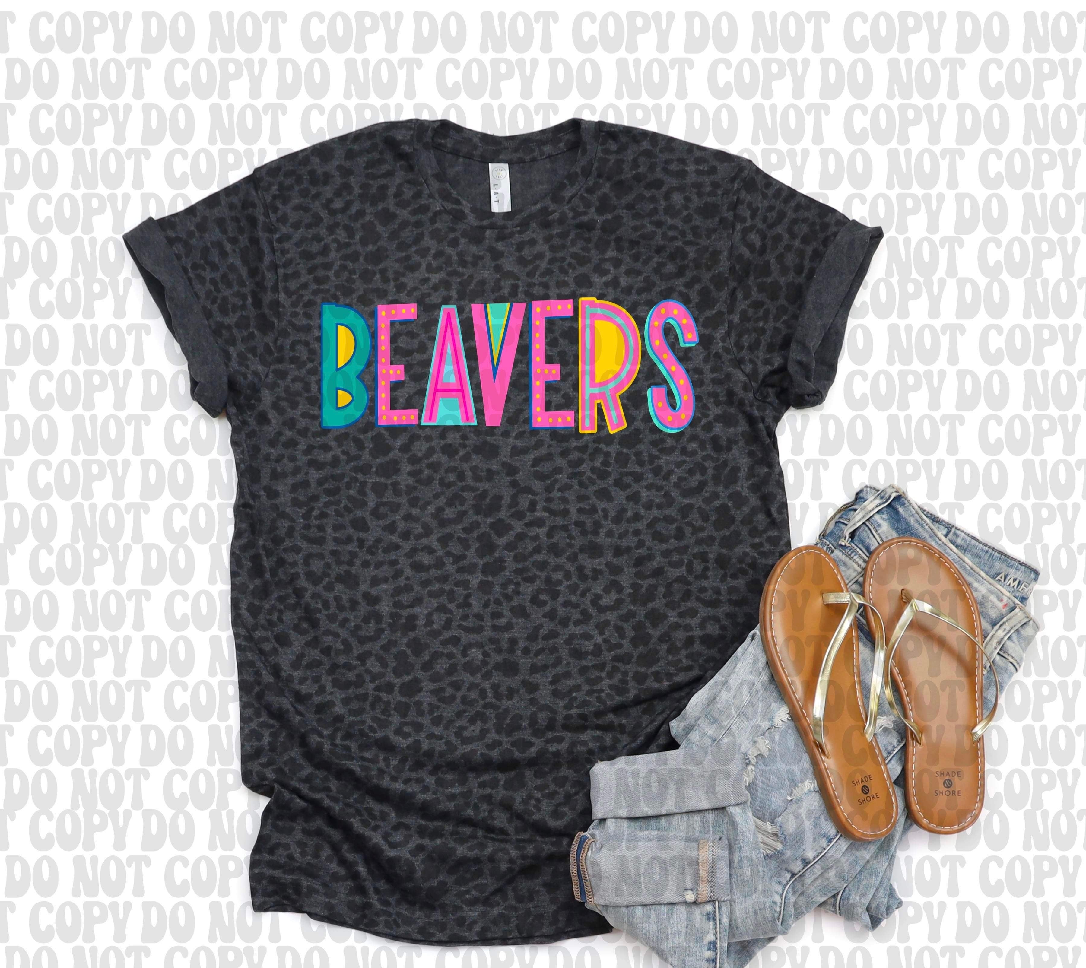 Beavers Colorful Doodle TRANSFER – Sassy Sublimation & Screen Prints