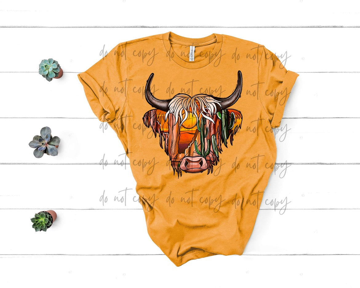 Desert Highland Cow TRANSFER – Sassy Sublimation & Screen Prints