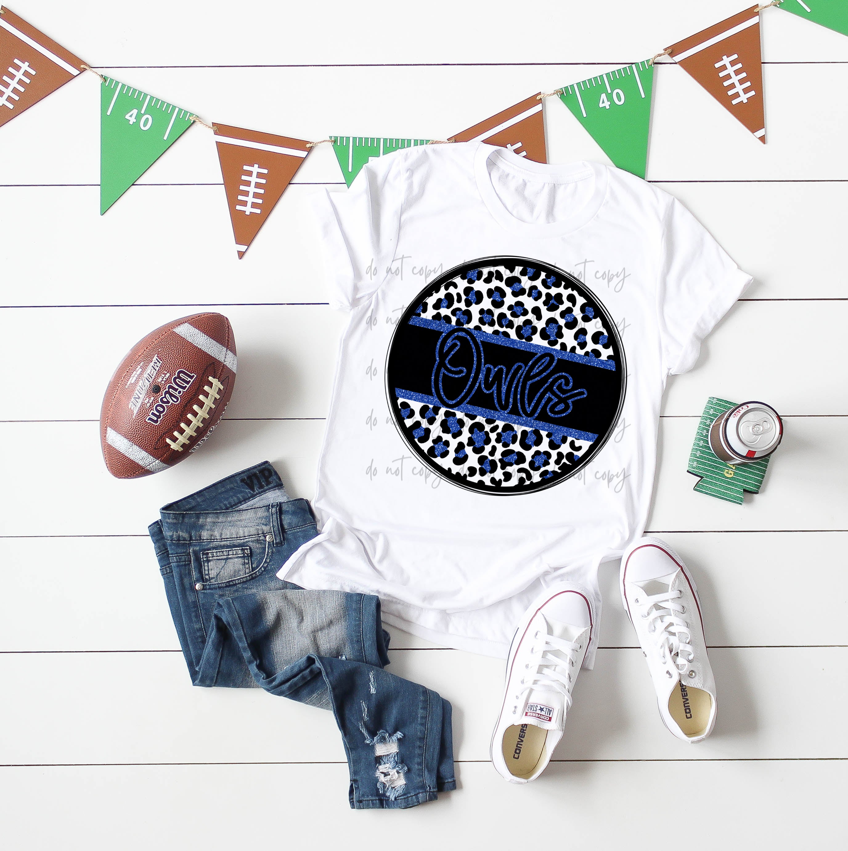 White Blue Leopard Glitter Owls Circle TRANSFER – Sassy Sublimation ...