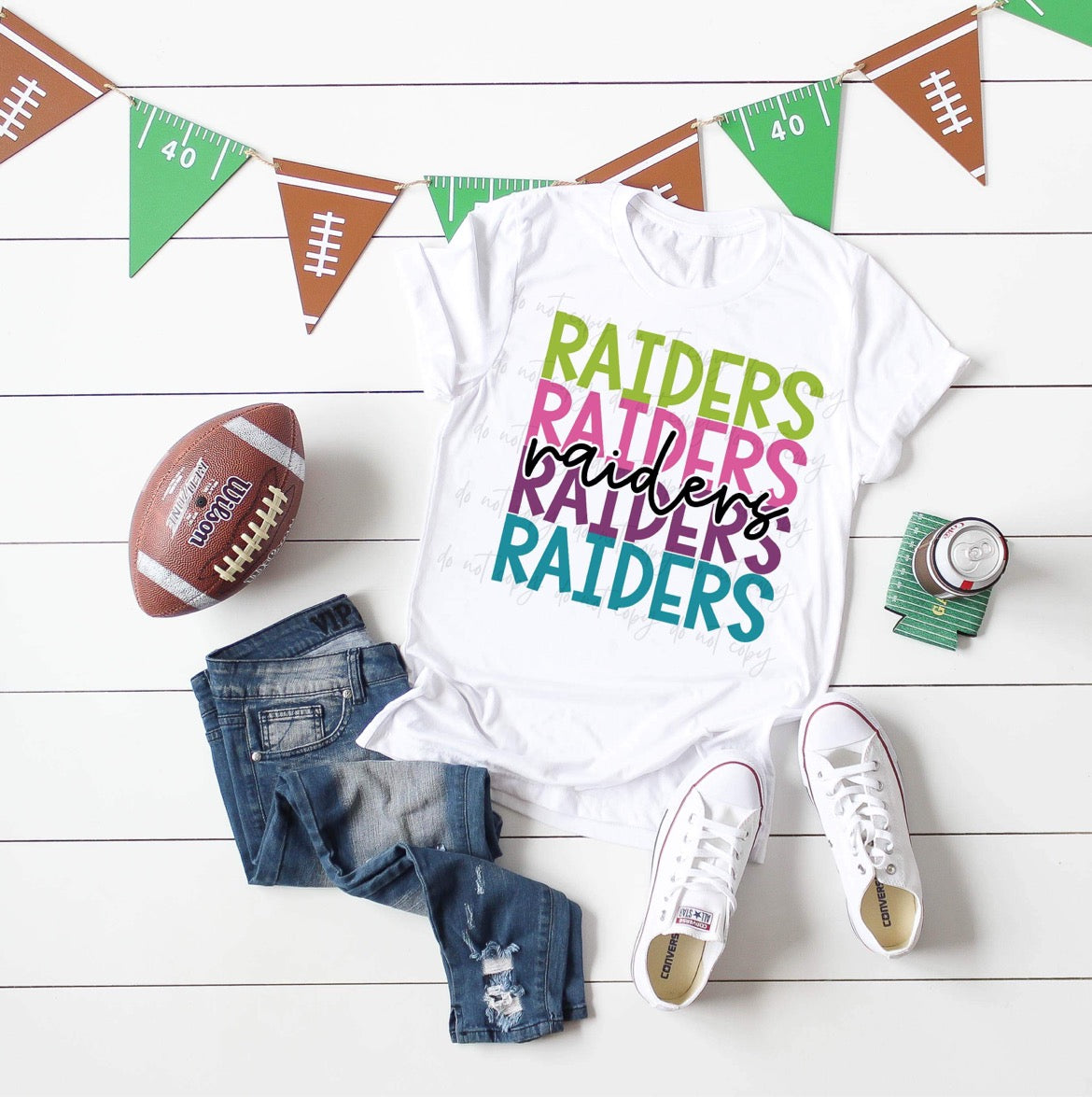 Colorful Raiders Stacked TRANSFER – Sassy Sublimation & Screen Prints